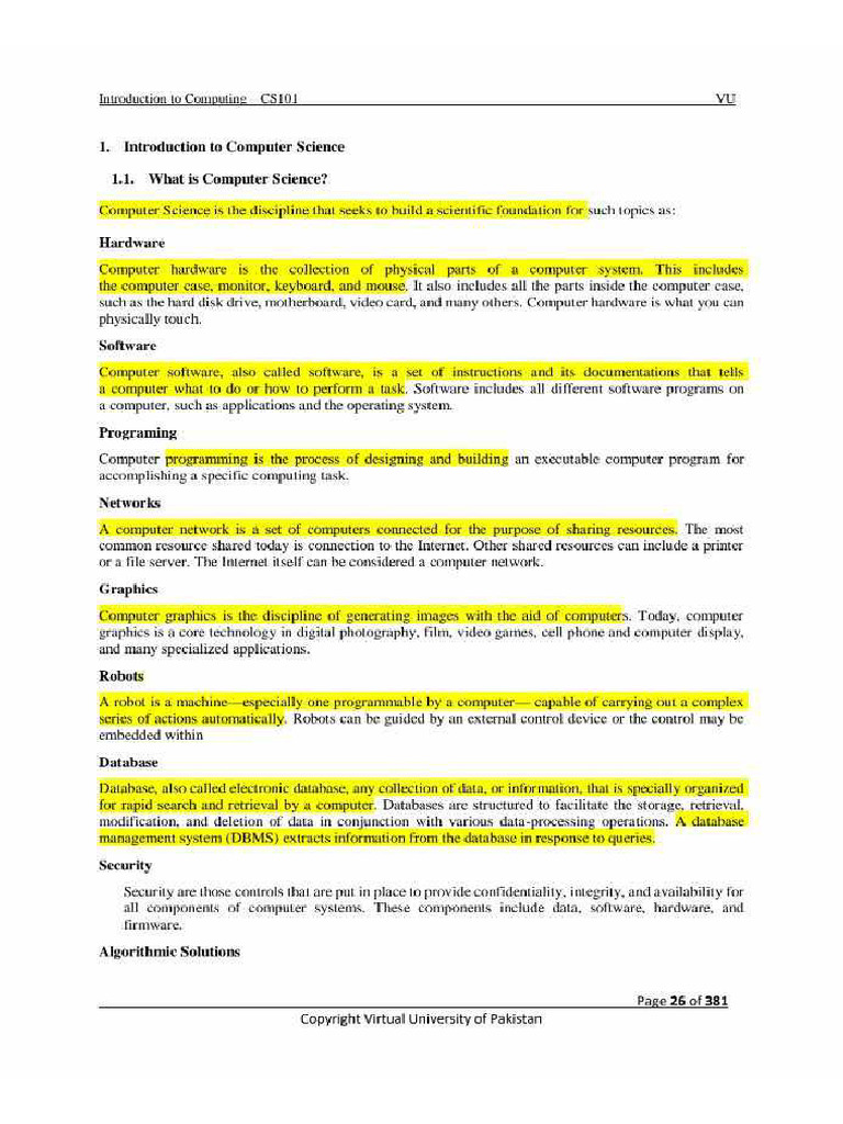 CS101 HANDOUTS Compressed | PDF