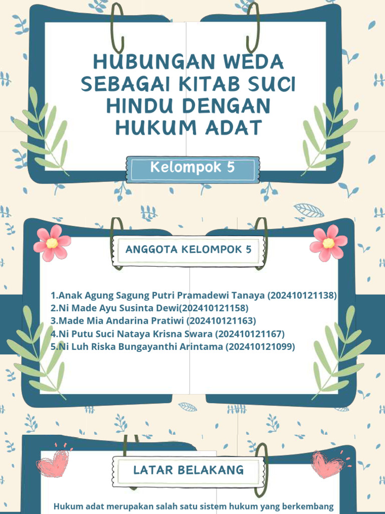 Hubungan Kitab Suci Weda Dengan Hukum Adat Dalam Masyarakat (1) | PDF