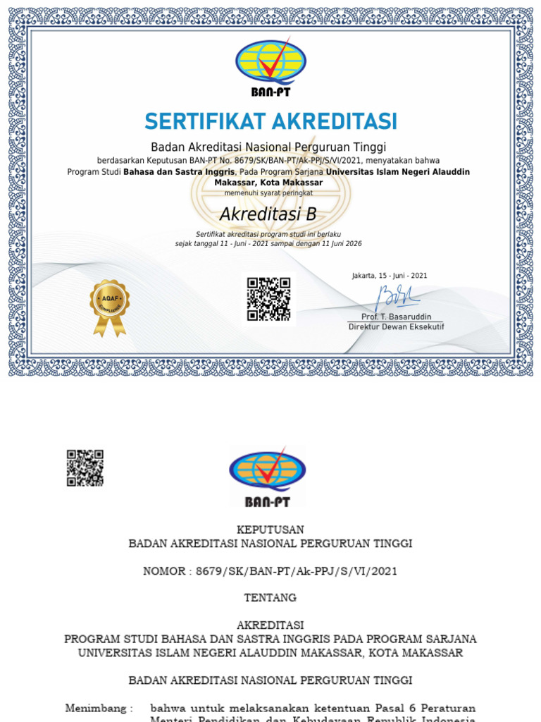 Sertifikat - Prodi Bahasa Dan Sastra Inggris | PDF