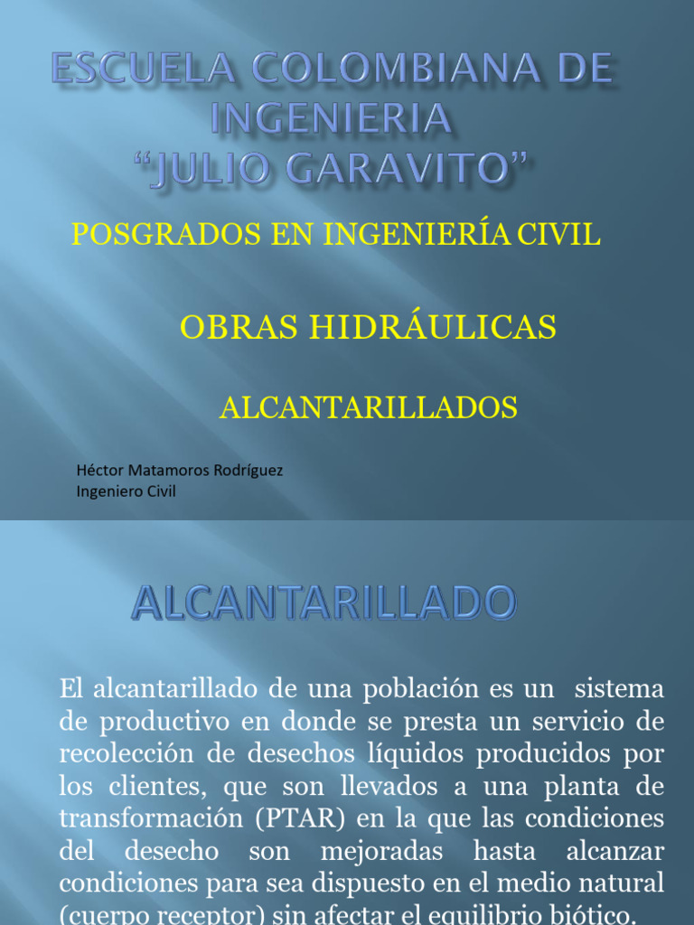 Presentación Clase 1 Alcantarillados OBHI | PDF | Alcantarillado | Precipitación