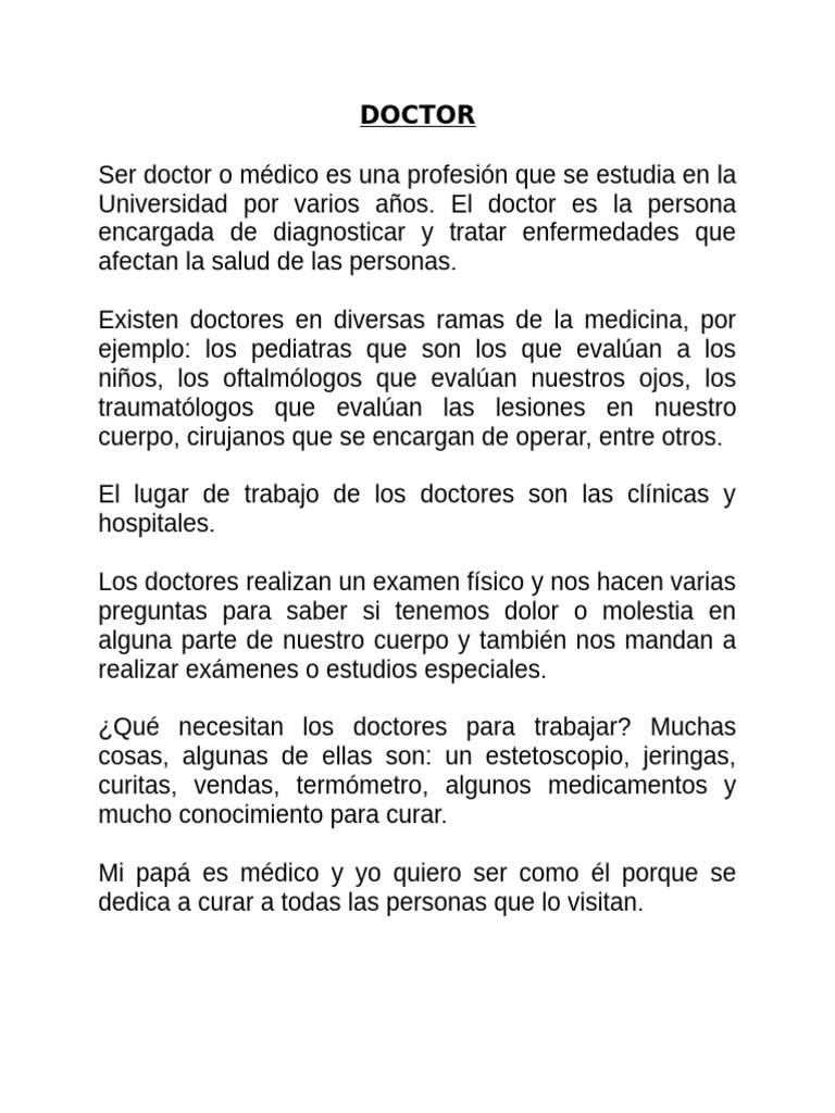 Cómo ser doctor: guía para niños | PDF