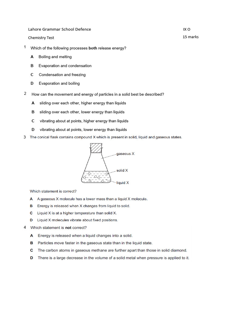 Kinetic Particle Theory Test LGS P5 220509 | PDF