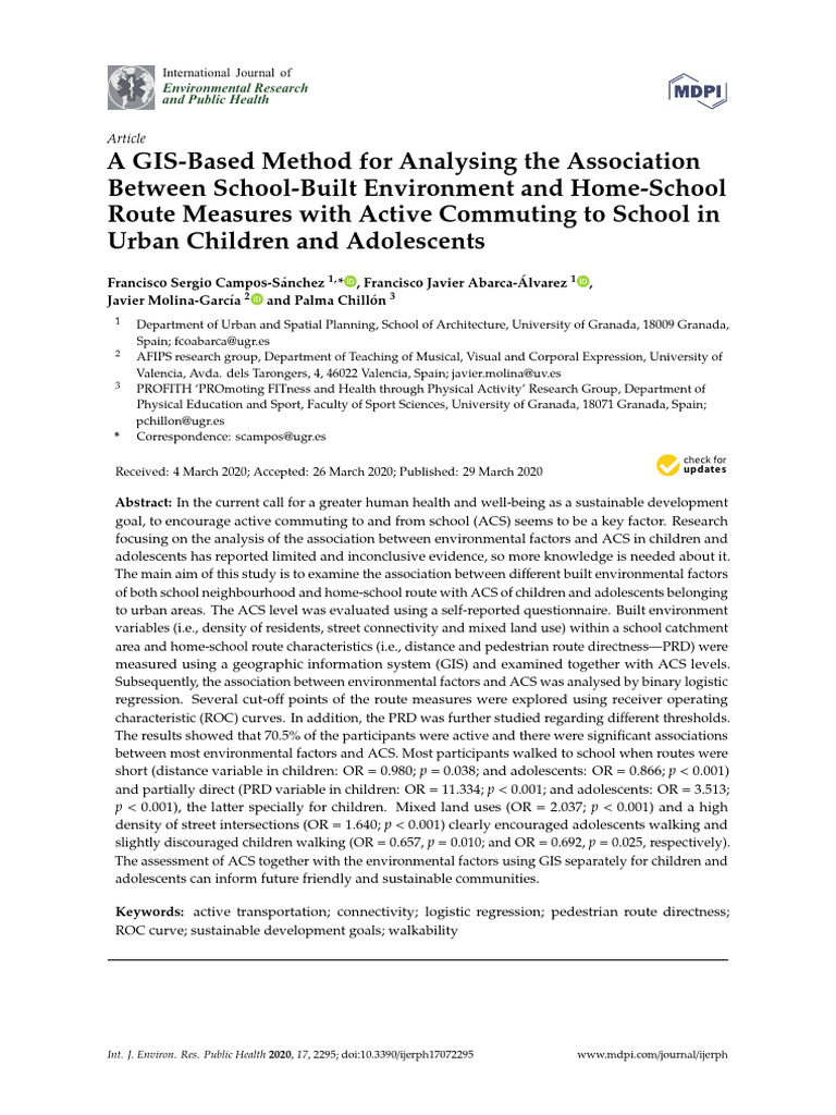A Gisbased Method For Analysing The Association Between Schoolbuilt ...