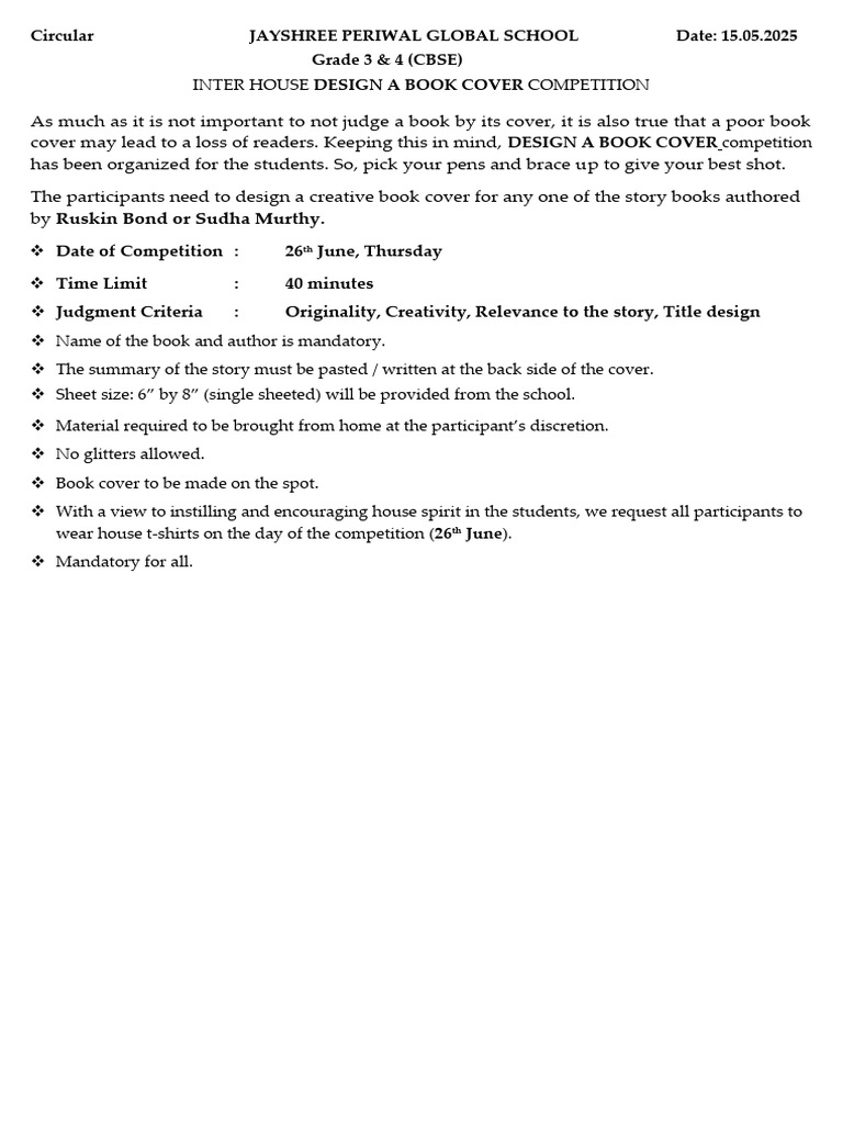 3,4 CBSE Create A Book Cover | PDF