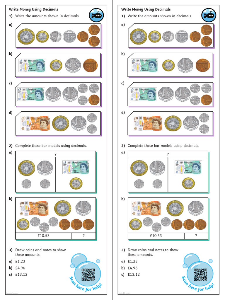 Year 4: Writing Money in Decimals | PDF