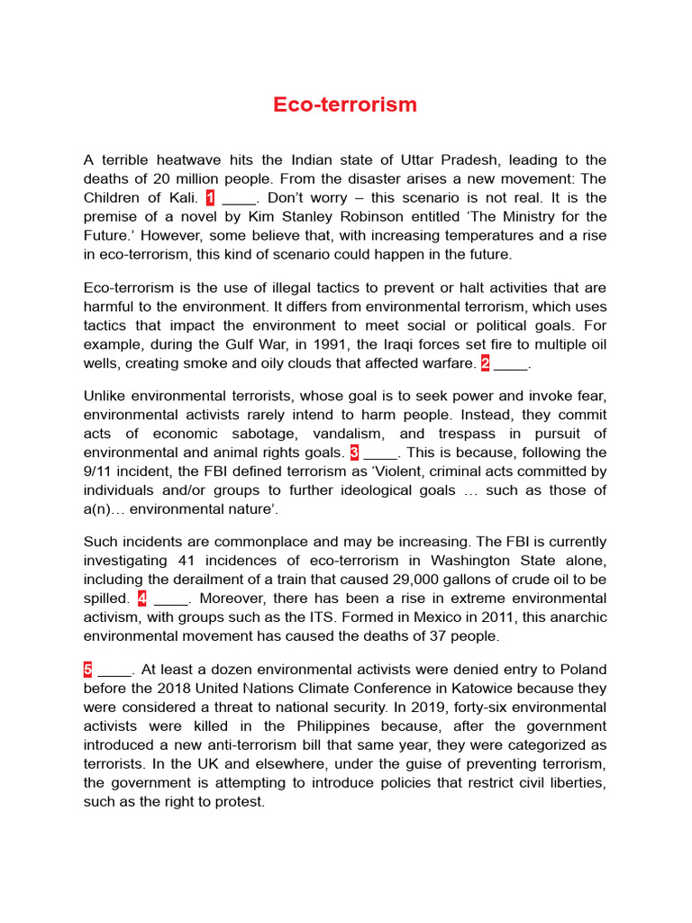 Eco Terrorism | PDF | National Security