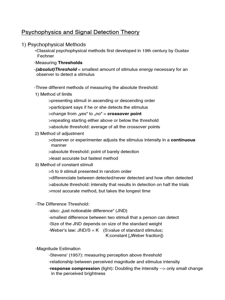 Signal Detection theory (SDT), Psychophysics | PDF | Psychophysics | Cognitive Neuroscience