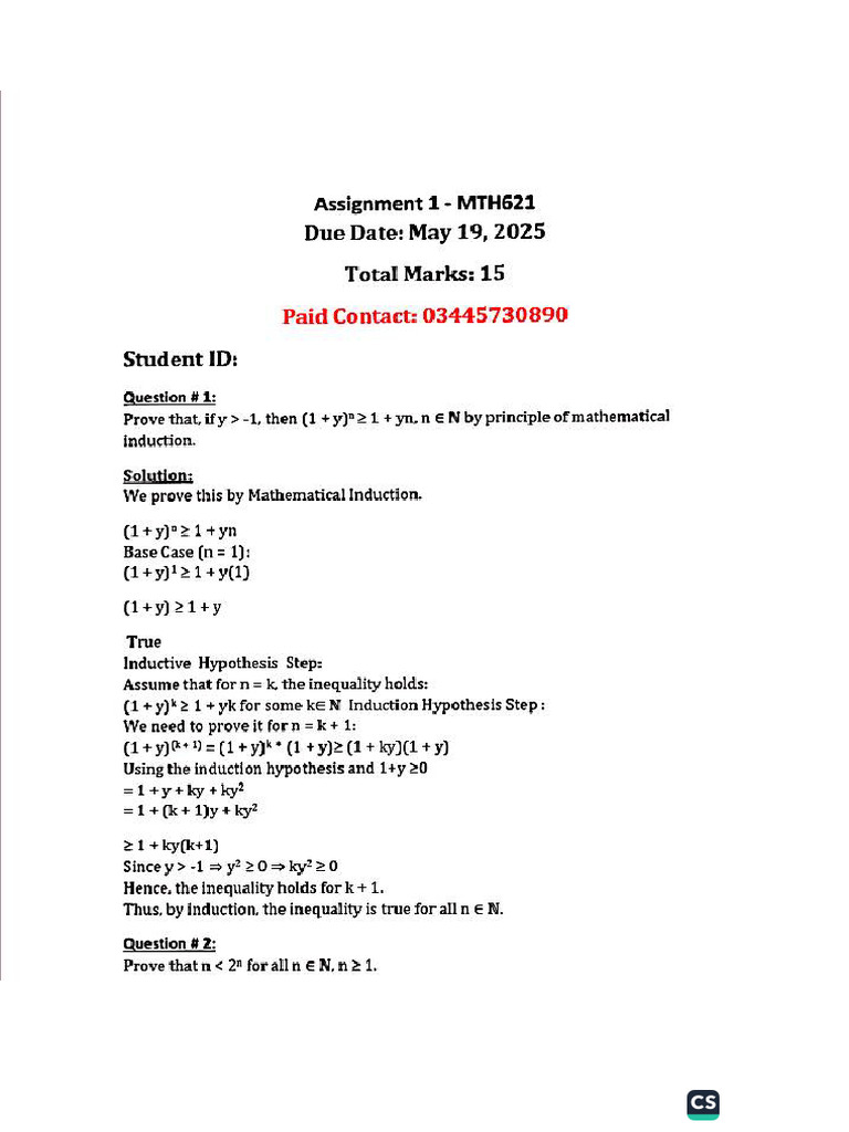 Mth621 Assignment Solution | PDF