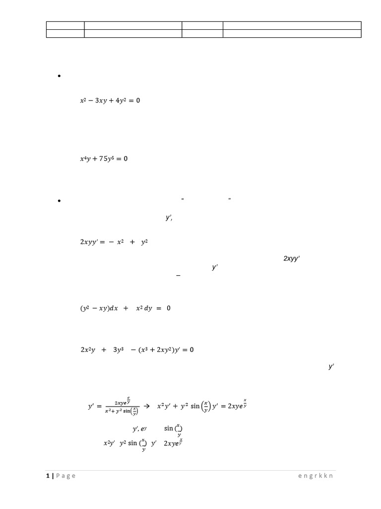 Lesson 5 - Differential Equations with Homogeneous Coefficients | PDF ...