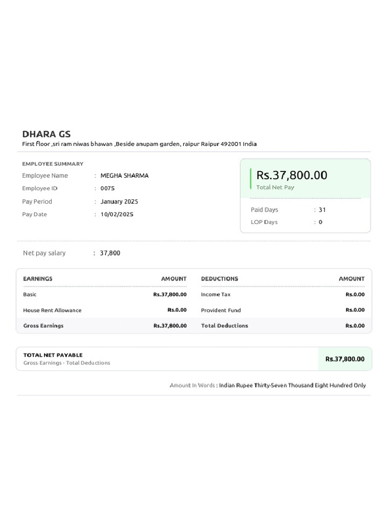Salary slip Megha sharma | PDF