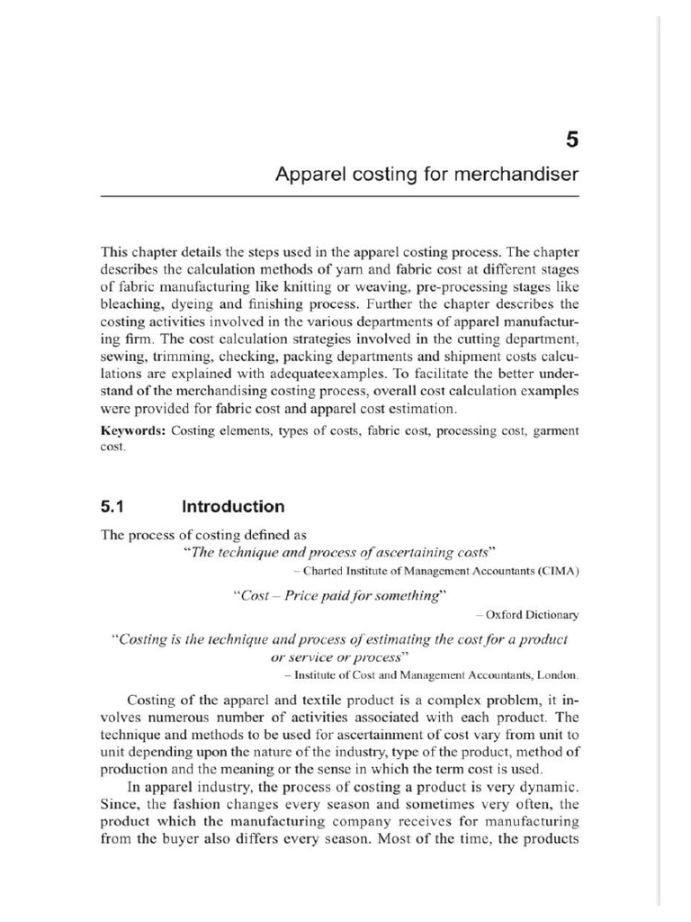 Apparel Costing For Merchandising | PDF