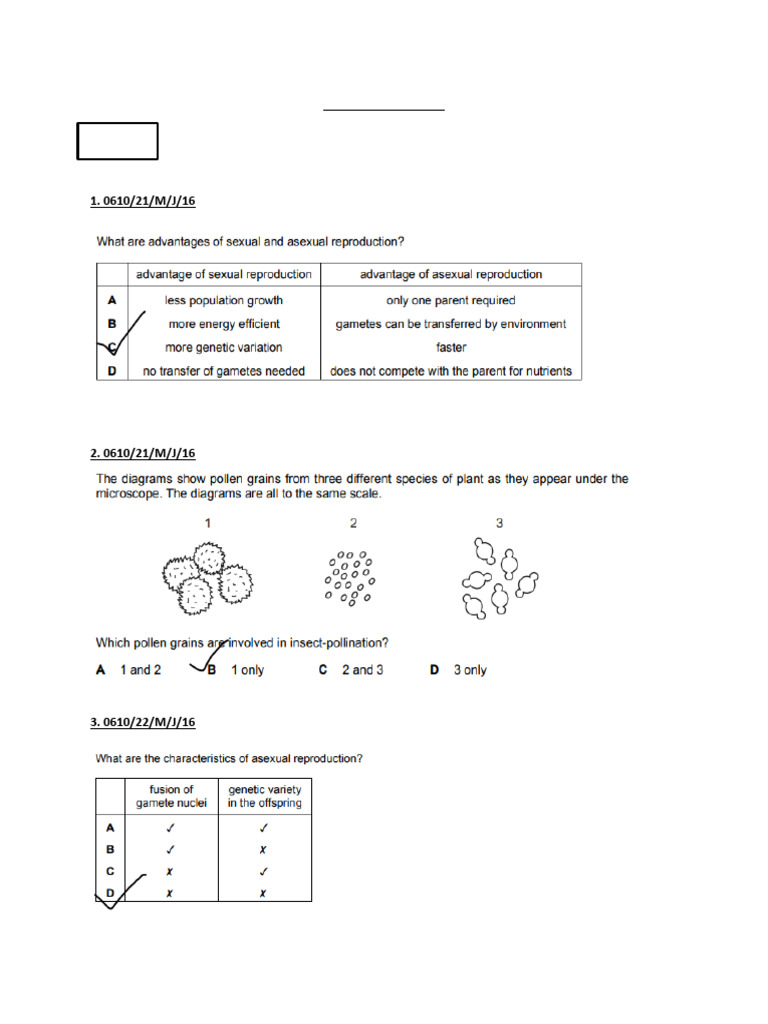 REPRODUCTION WORKSHEET New | PDF
