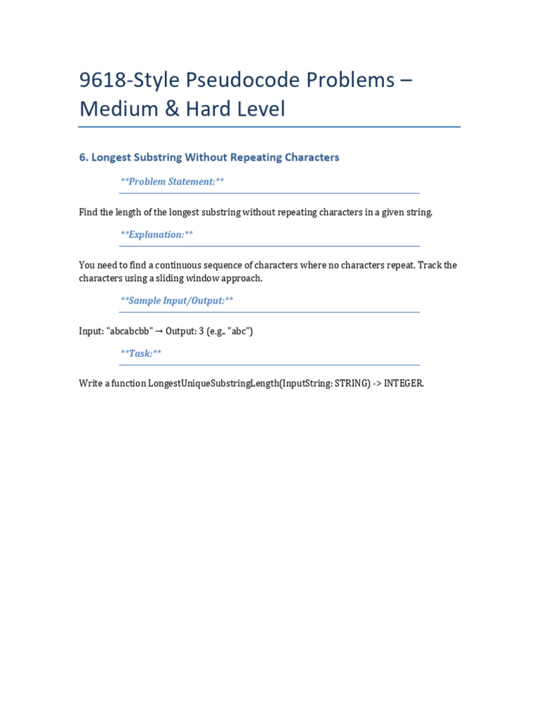 Longest Palindromic Substring Task | PDF | String (Computer Science ...