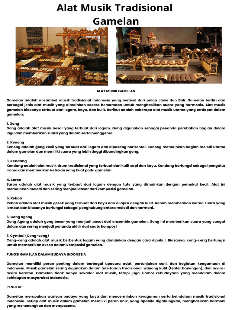 Alat Musik Tradisional Gamelan 20250407 173301 0000 | PDF
