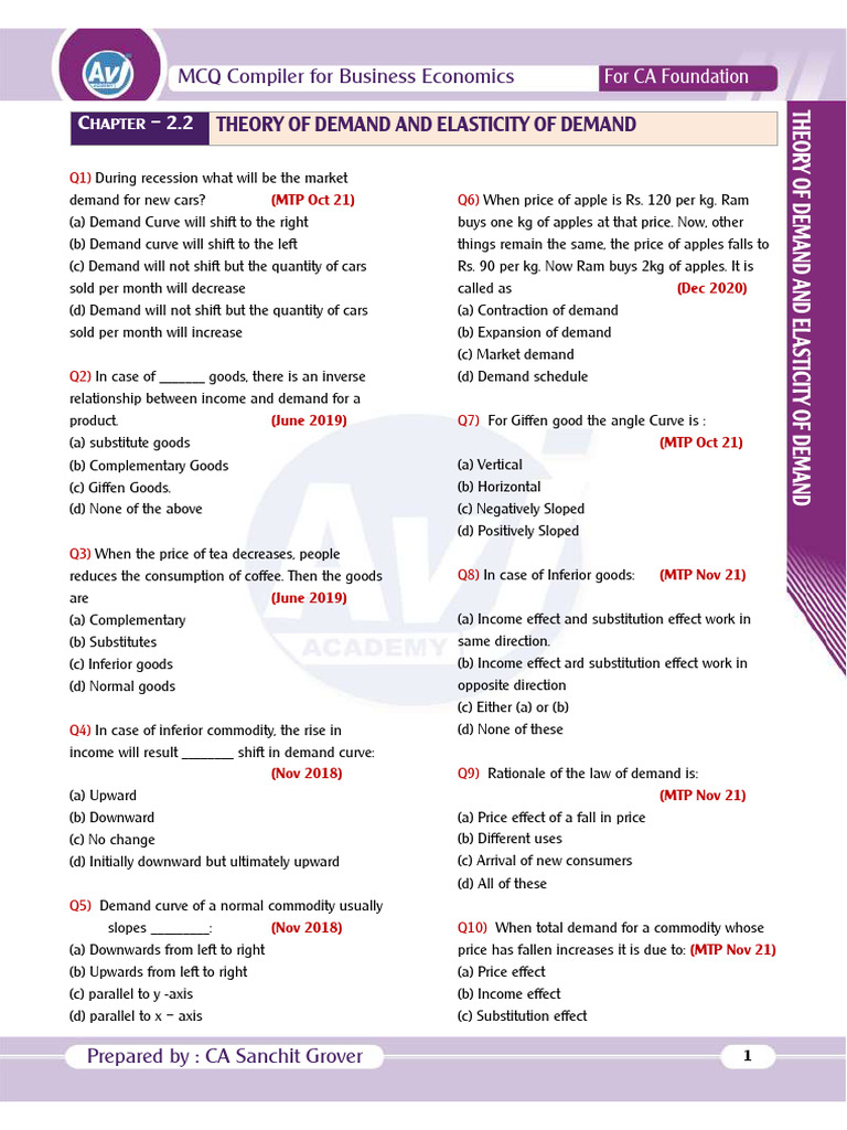 Business - Economics - New - Syllabus - MCQ - Compiler - Chapter - 1 - To - 5 - For - PDF 2 ...