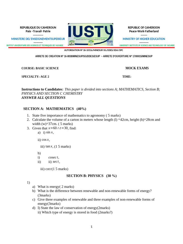 Basic Science Setting A-1 | PDF | Carbon | Chemistry