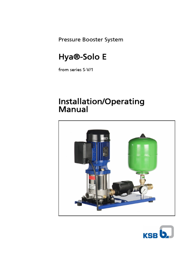 KSB Hya Solo E Instructions | PDF | Pump | Safety