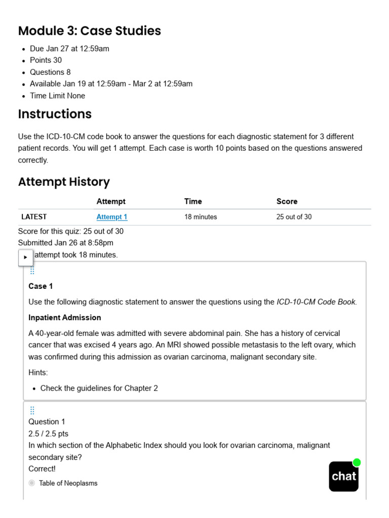 Module 3 - Case Studies - ICD Coding I With Application - 11801 | PDF | Ovarian Cancer | Cancer