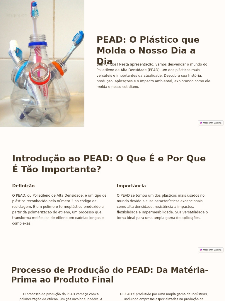 PEAD O Plastico Que Molda o Nosso Dia A Dia | PDF | Polietileno ...