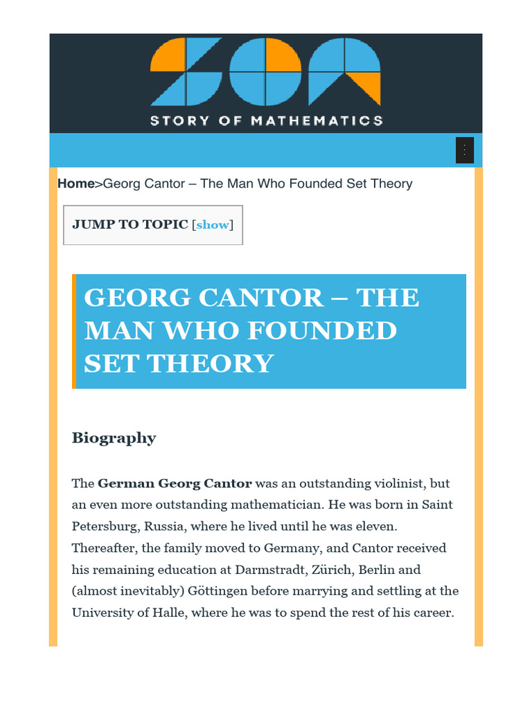 Georg Cantor The Man Who Founded Set Theory Pdf Set Mathematics