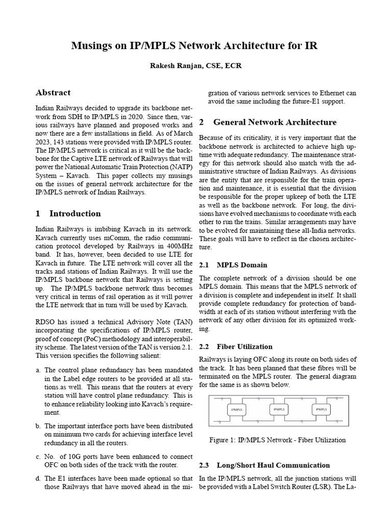 Musings On IP-MPLS Network Architecture For IR | PDF | Networking ...