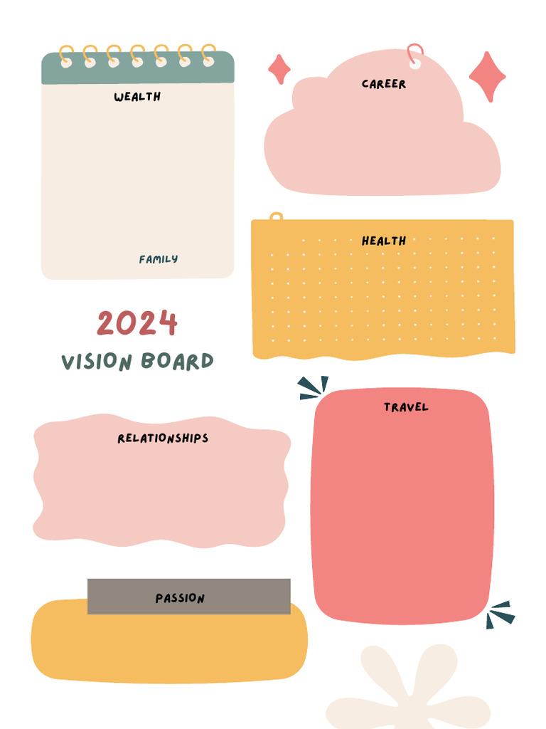 Colorful Pastel Organic Shapes 2024 Vision Board PDF | PDF