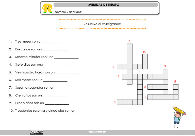 Crucigrama Medidas de Tiempo | PDF