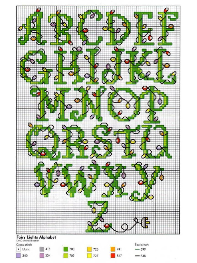 Christmas Lights Alphabet Cross Stitch Pattern | PDF