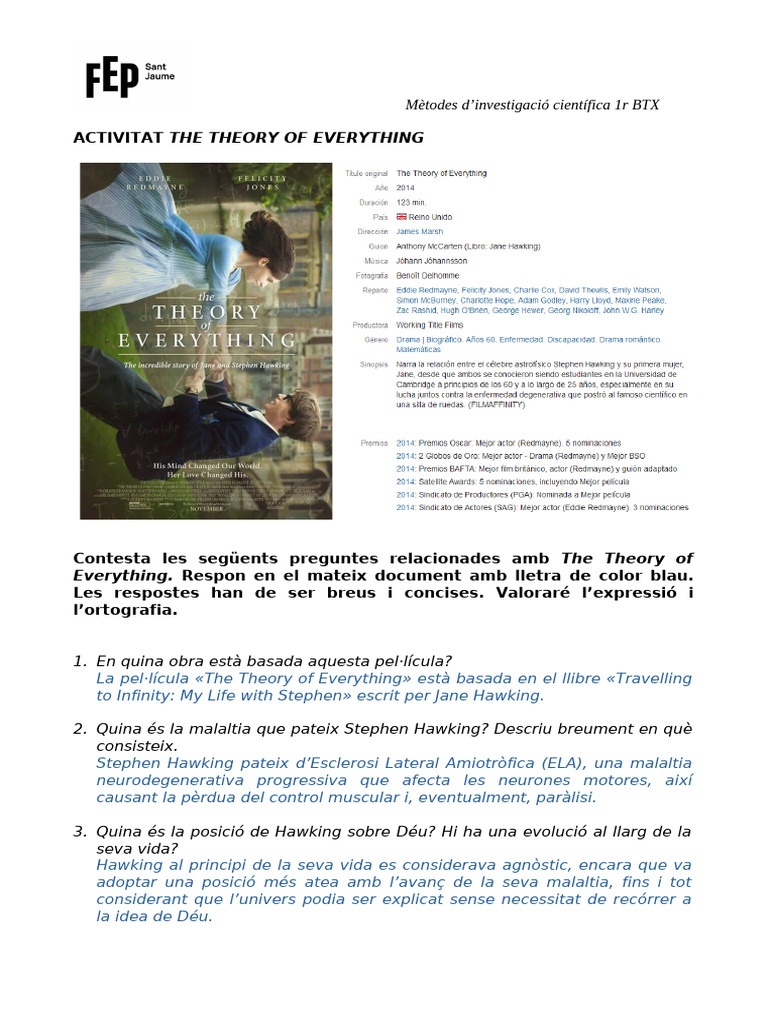 Exercici Activitat The Theory of - Everything | PDF