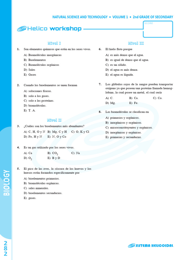 2° Biol Cap2 Taller | PDF | Biomoléculas | Agua