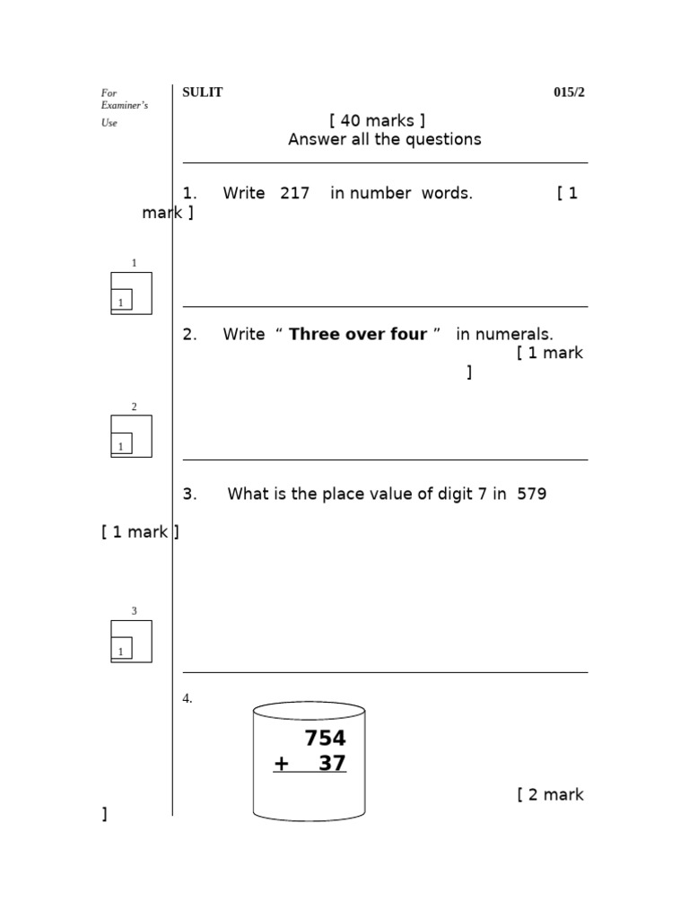 Math Tahun 3 PAPER 2 Y3 | PDF