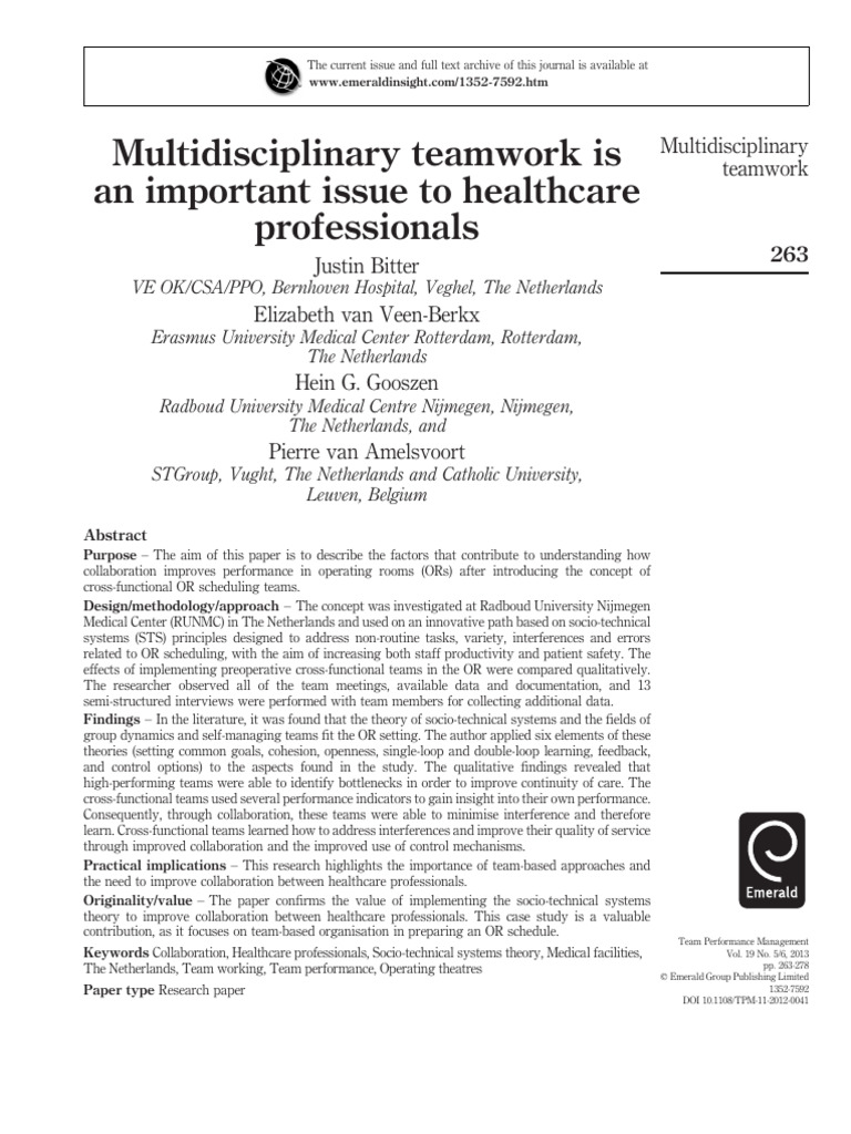 Enhancing OR Performance through Teamwork | PDF | Learning ...
