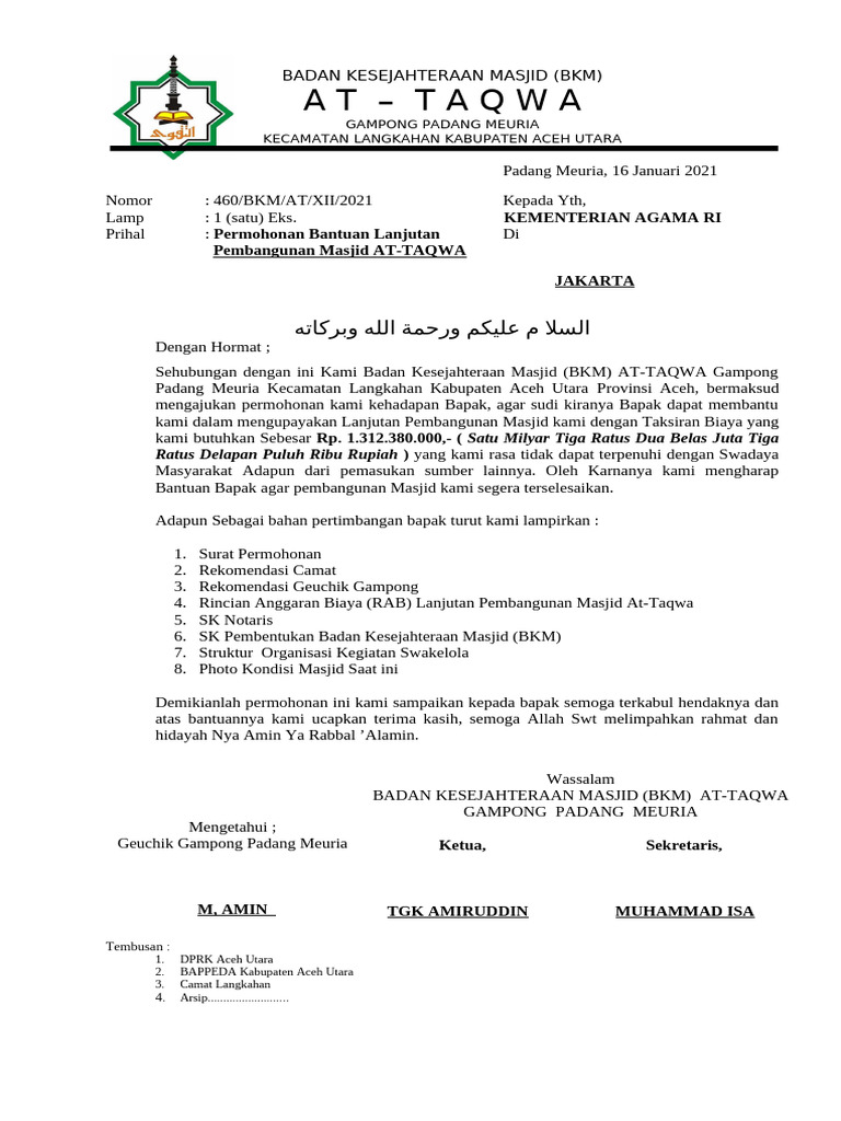 Permohonan Mesjid 2021 | PDF