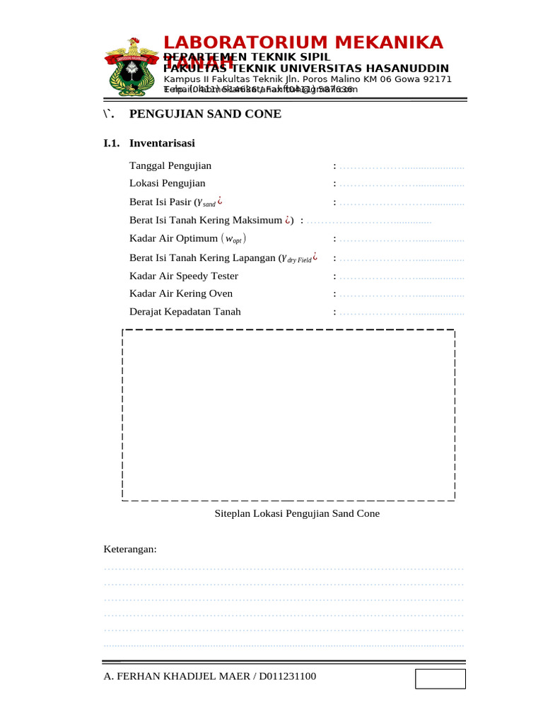 Pengujian Sand Cone Tanah Teknik Sipil | PDF