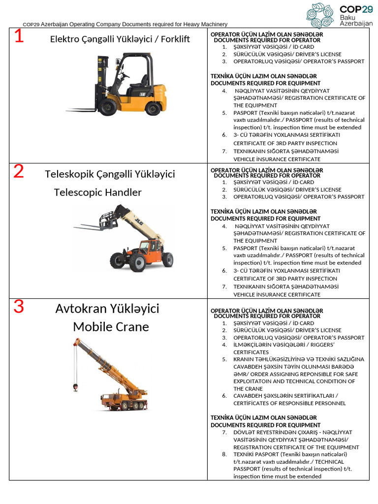 Att. 4. Heavy Equipment Inspection Documents | PDF