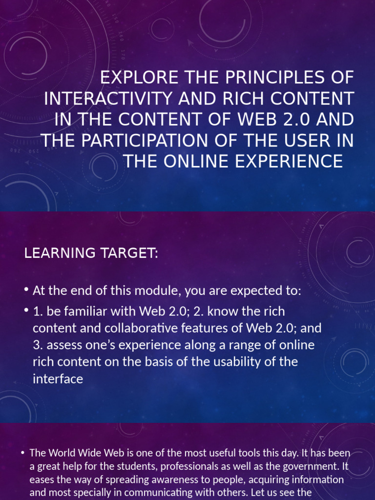 Explore The Principles of Interactivity and Rich Content | PDF