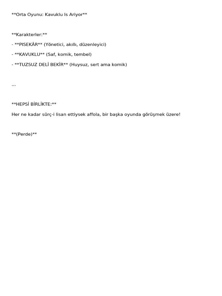 Orta Oyunu Kavuklu | PDF