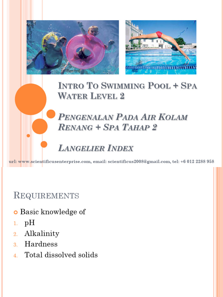 2 Pool WTR Intro Langelier Index | PDF | Solubility | Alkalinity