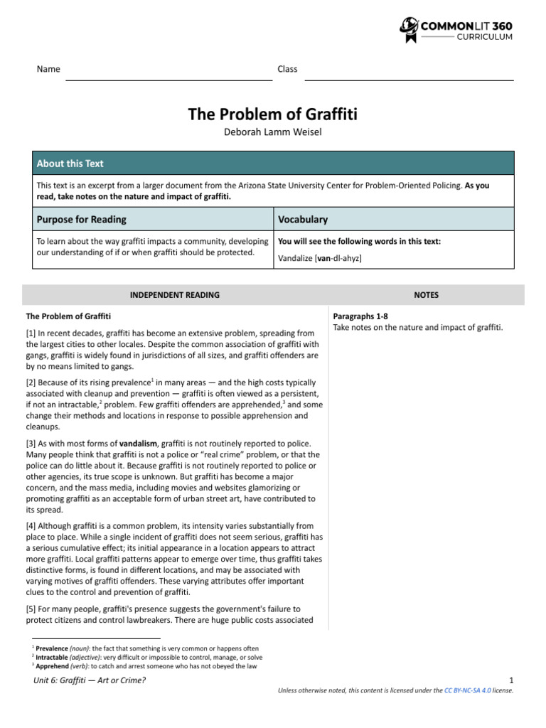9G Unit 6 The Problem of Graffiti STUDENT COPY Ed1.0 - Google Docs ...