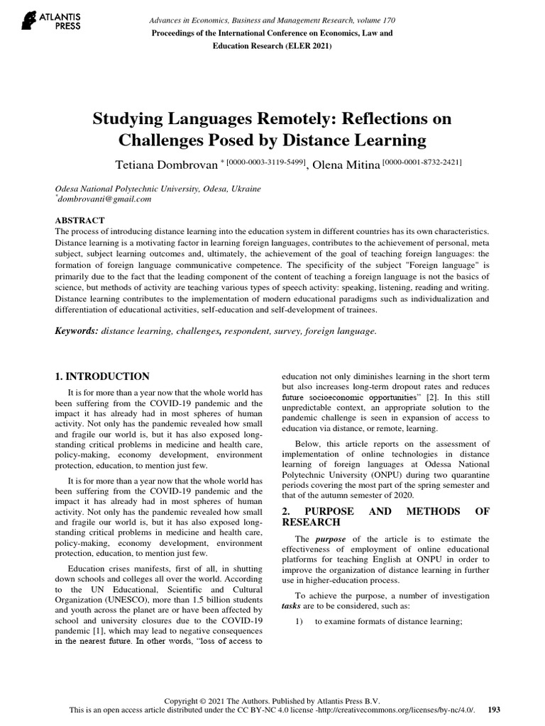 Studying Languages Remotely Reflections | PDF | Distance Education ...