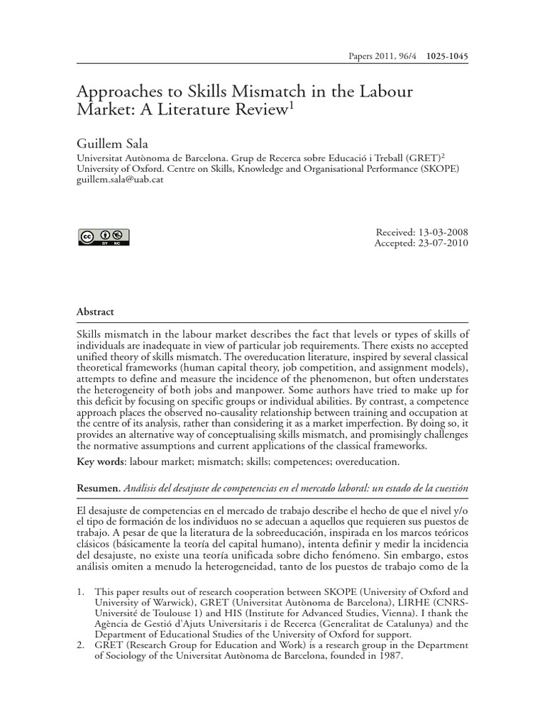 Approaches To Skills Mismatch in The Labour Market | PDF | Labour ...
