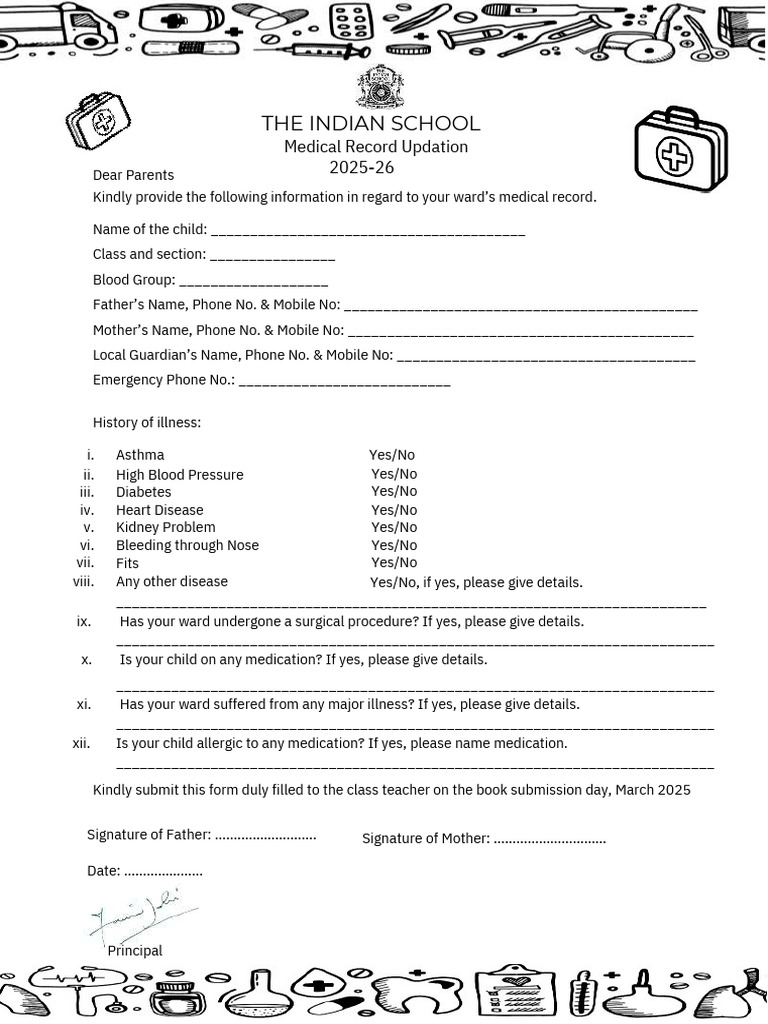 Medical Record Update Form 2025 | PDF | Immunology | Health Sciences
