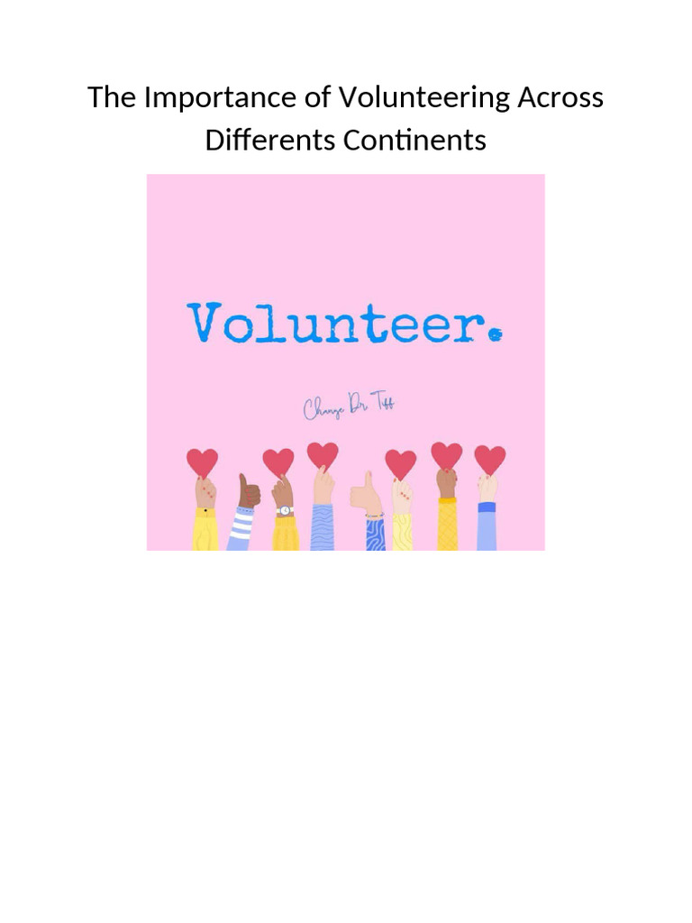 The Importance of Volunteering by Alexia | PDF | Volunteering