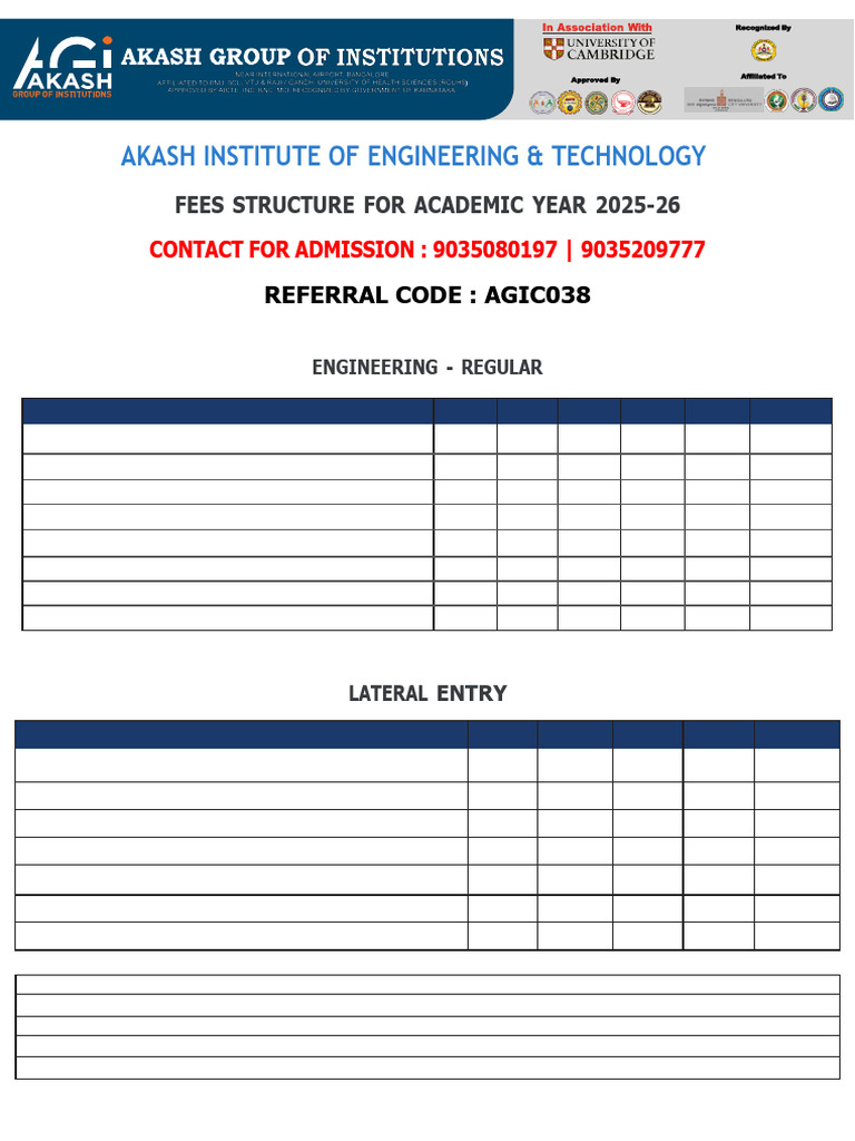 Akash Group of Instititions Fees Structure 2025-26 | PDF | Engineering ...