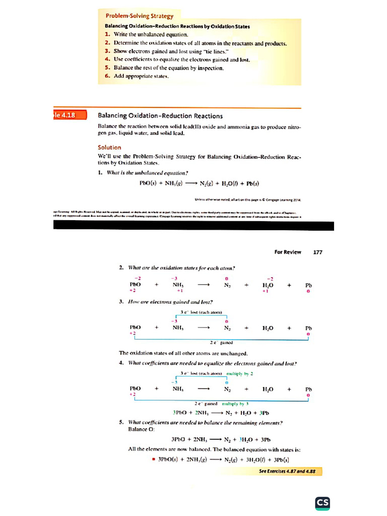 Balancing Redox Reactions, Oxidation and Half RNX Methods Notes. | PDF