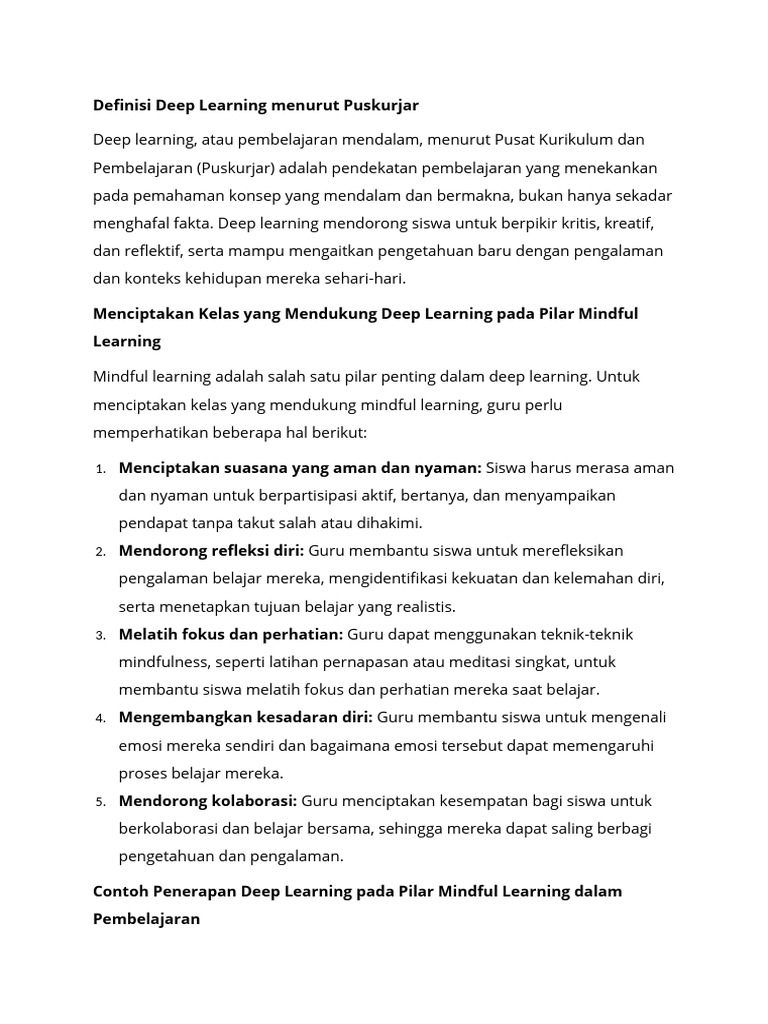 Definisi Deep Learning Menurut Puskurjar | PDF