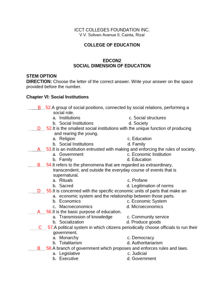 Edcon2 Stem Option With Answer | PDF | Globalization | Gender