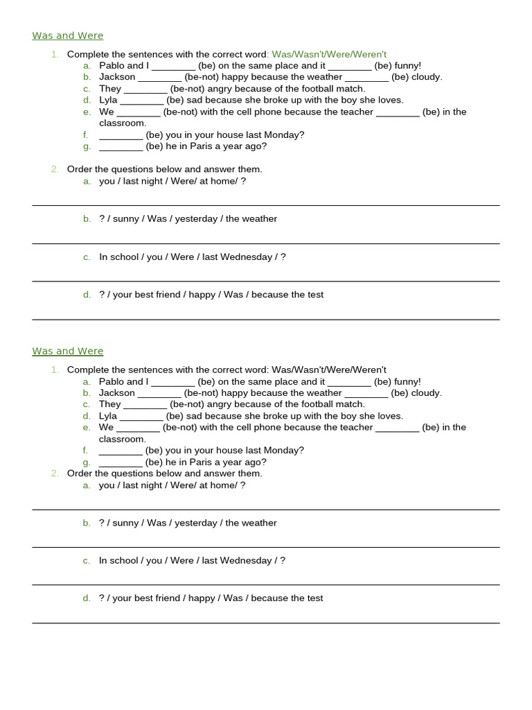 Was and Were | PDF