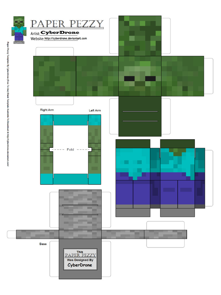 Zombie Minecraft Paper Toy Paper Craft | PDF