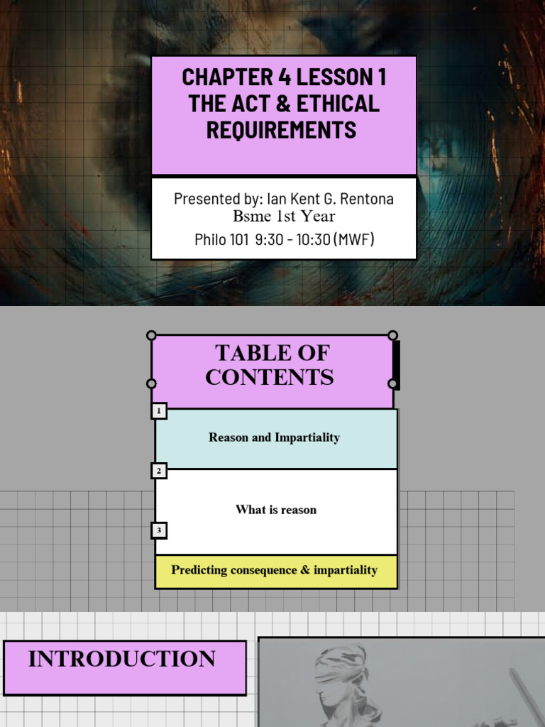 Philo 101 Chapter 4 The Act Lesson 1 Ethical Requirements | PDF
